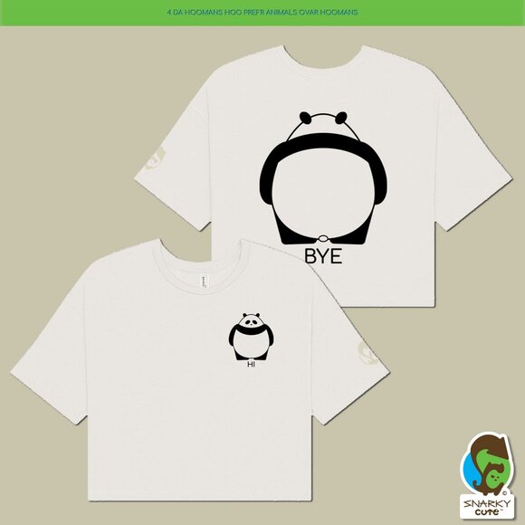 SnarkyCute | Tops | Hi Bye Panda Front Back Print Boxy Crop Tee Tshirt ...